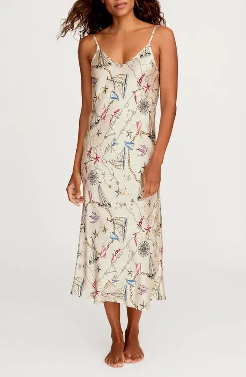 PETITE PLUME Cosette Regatta Royale Mulberry Silk Nightgown - Beige