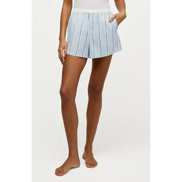 PETITE PLUME Coastal Stripe Pajama Shorts - Blue