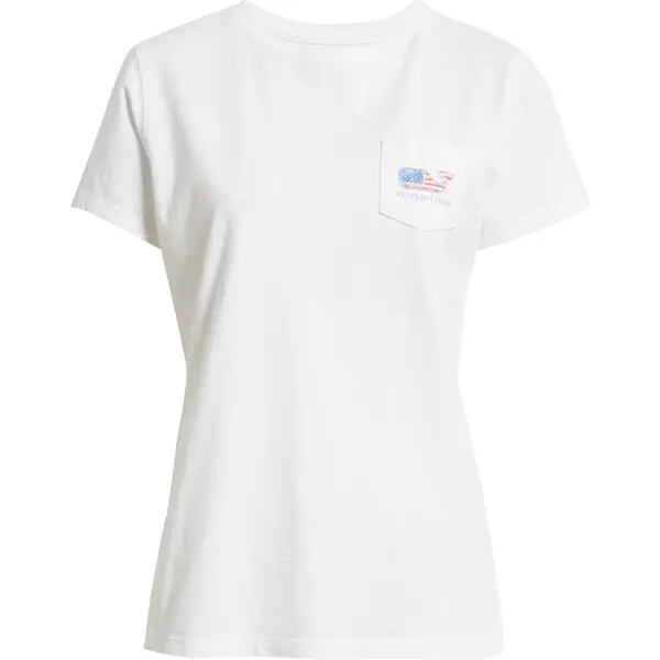 Vineyard Vines Flag Whale Graphic Pocket T-shirt - White Cap