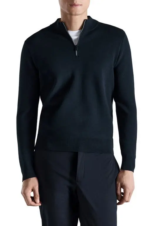 Mango Comfort Quarter Zip Sweater - Navy