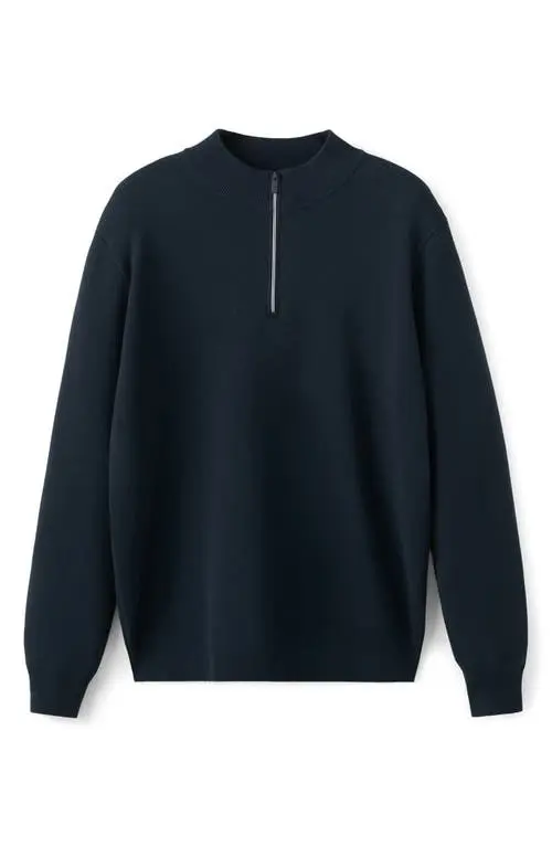 Mango Quarter Zip Sweater - Navy