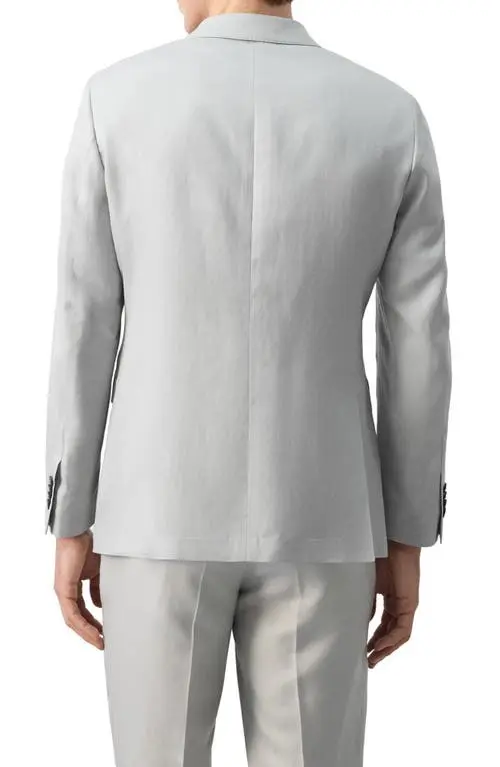 Mango Amalfi Linen Slim Fit Double Breast Blazer - Grey