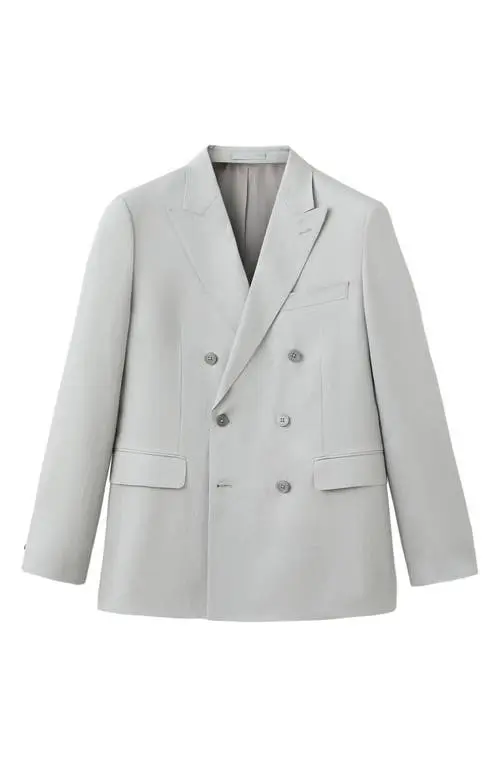 Mango Amalfi Linen Slim Fit Double Breast Blazer - Grey