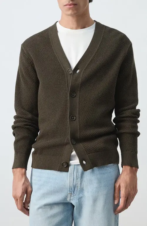 Mango Microstructure Cotton-blend Cardigan - Chocolate
