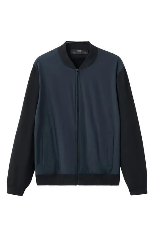 Mango Rib Trim Bomber Jacket