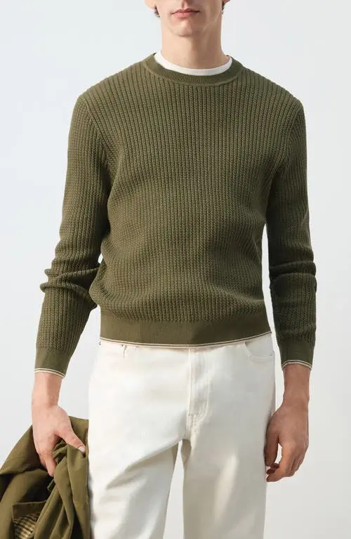 Mango Fine Knit Sweater - Olive Green