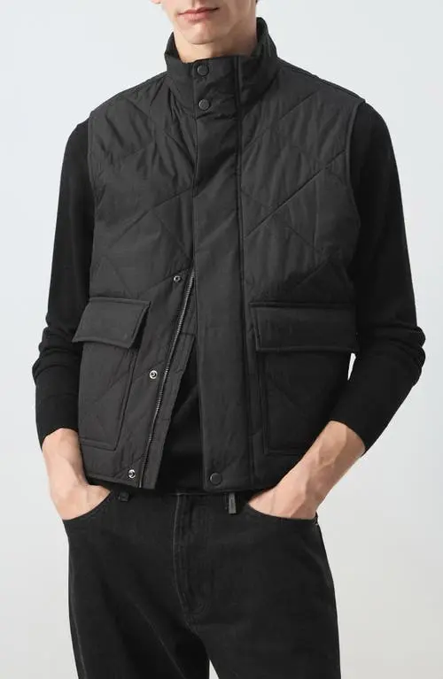 Mango Quilted Water Repellent Vest - Black