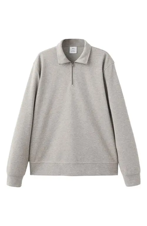 Mango Regular Fit Quarter Zip Pullover - Greige
