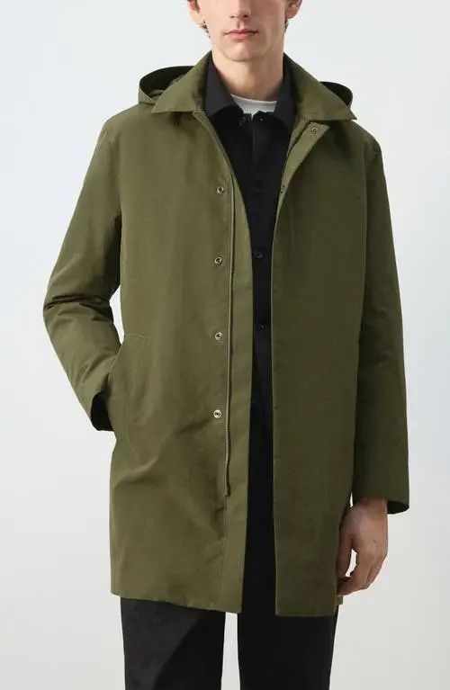 Mango Water Repellent Parka With Removable Hood - Olive Green
