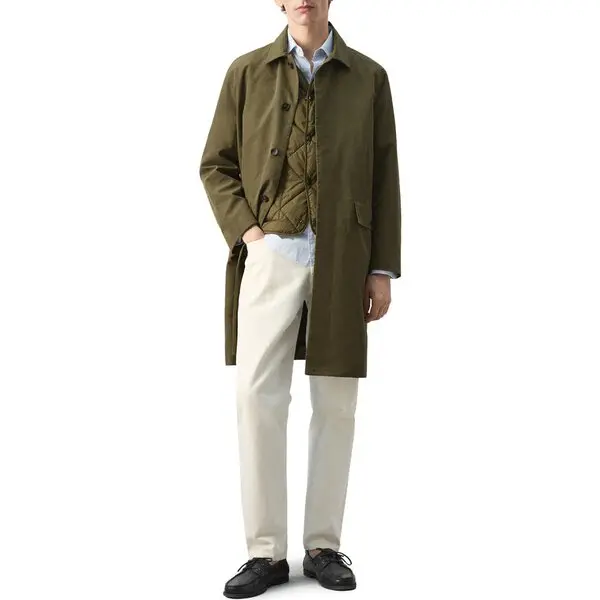 Mango Water Repellent Parka With Removable Vest - Olive Green