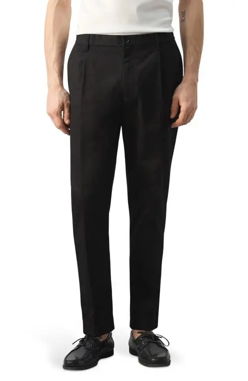 Mango Pleated Cotton Straight Leg Pants - Black