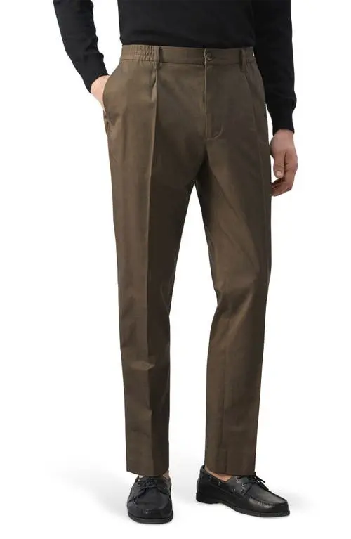 Mango Pleated Cotton Straight Leg Pants - Brown
