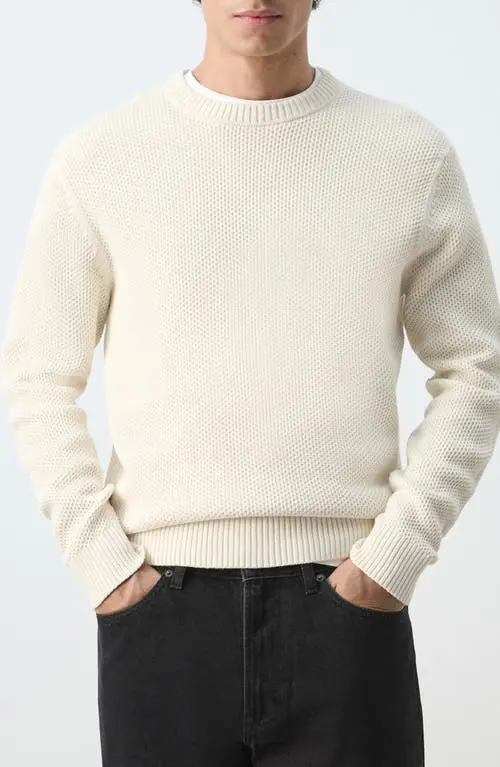 Mango Crewneck Cotton Blend Sweater - Ecru