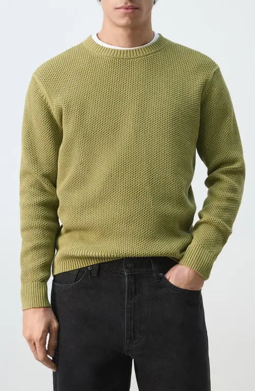 Mango Crewneck Cotton Blend Sweater - Green Apple