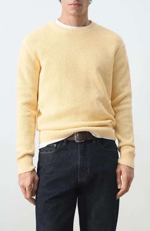 Mango Crewneck Cotton Blend Sweater - Pastel Yellow