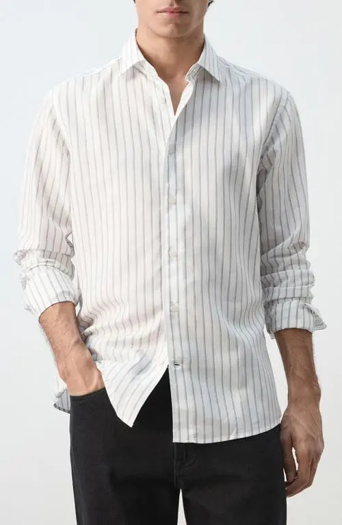 Mango Stripe Button-up Shirt - Off White