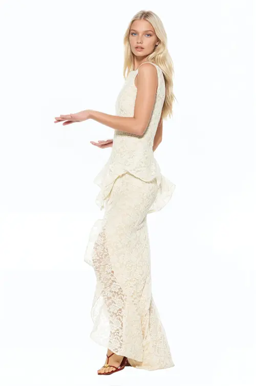 ALEXIA ADMOR Perrin Boatneck Ruffle Gown