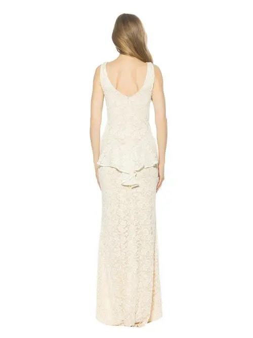 ALEXIA ADMOR Perrin Boatneck Ruffle Gown