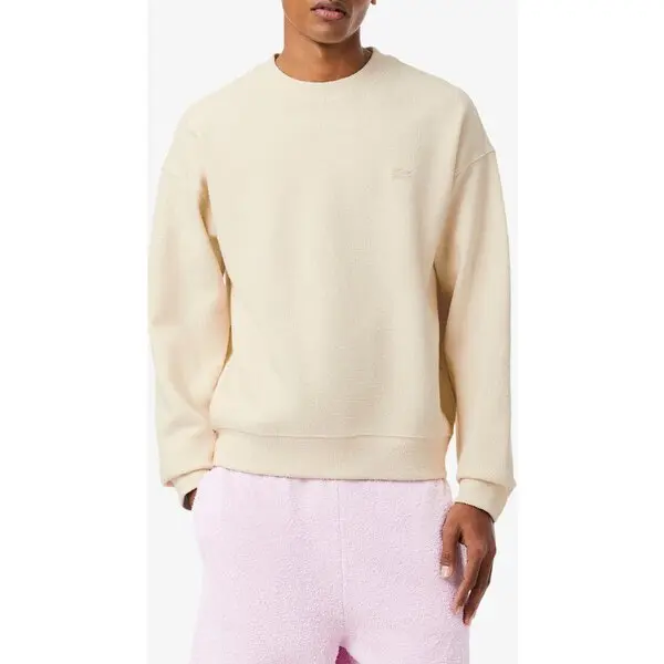Lacoste Relaxed Fit Cotton Blend Piqué Sweatshirt - Naturel Clair