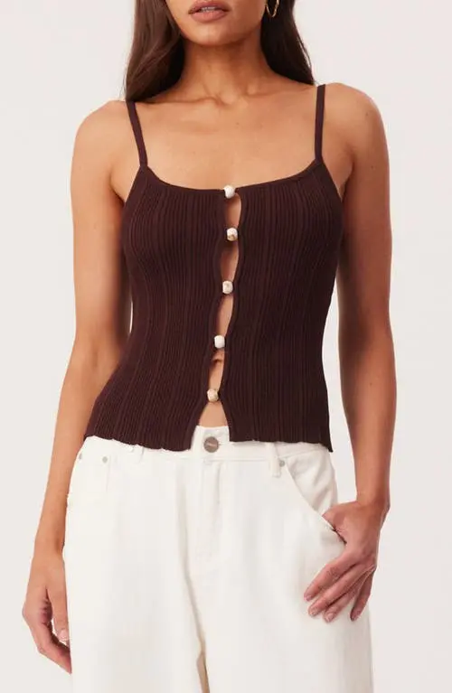 SNDYS. Odessa Bead-lined Rib Camisole - Chocolate