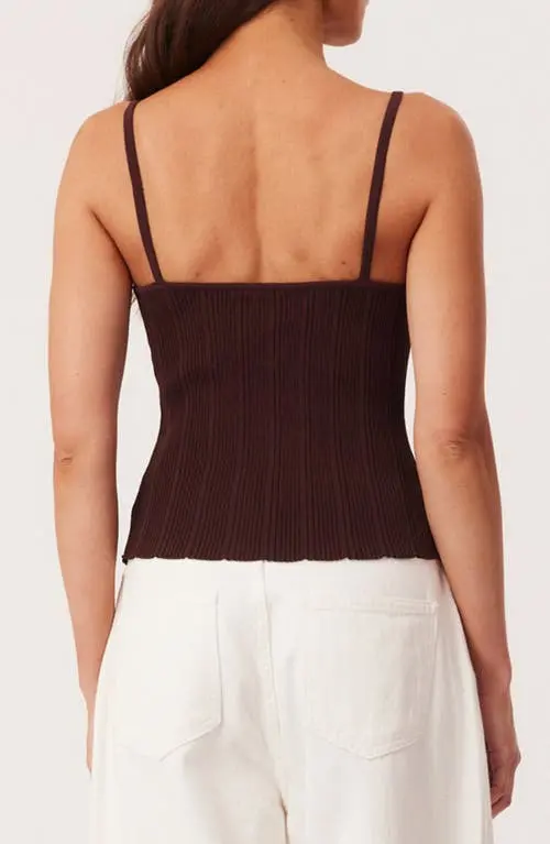 SNDYS. Odessa Bead-lined Rib Camisole - Chocolate