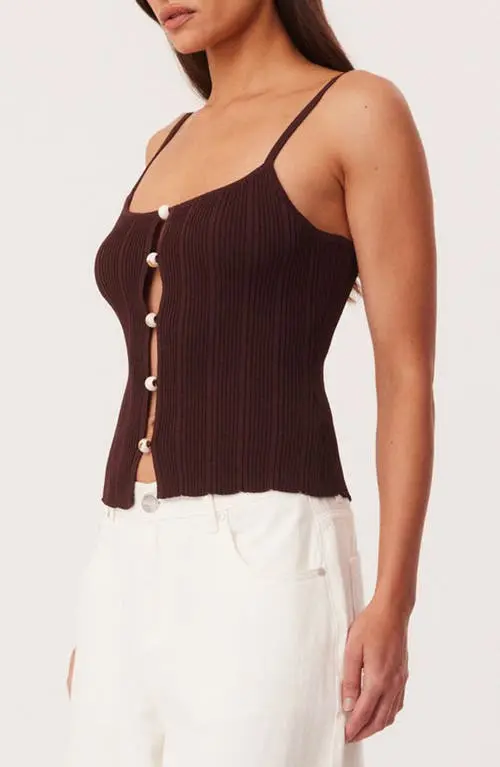 SNDYS. Odessa Bead-lined Rib Camisole - Chocolate