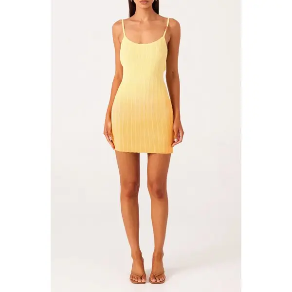SNDYS Odessa Ombré Rib Minidress - Mango Ombre