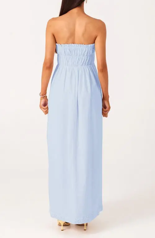 SNDYS. Ines Strapless Linen & Cotton Maxi Dress - Blue