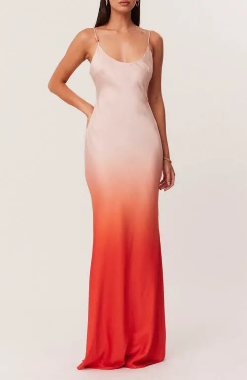 SNDYS Amaya Ombré Satin Slipdress - Peach Ombre