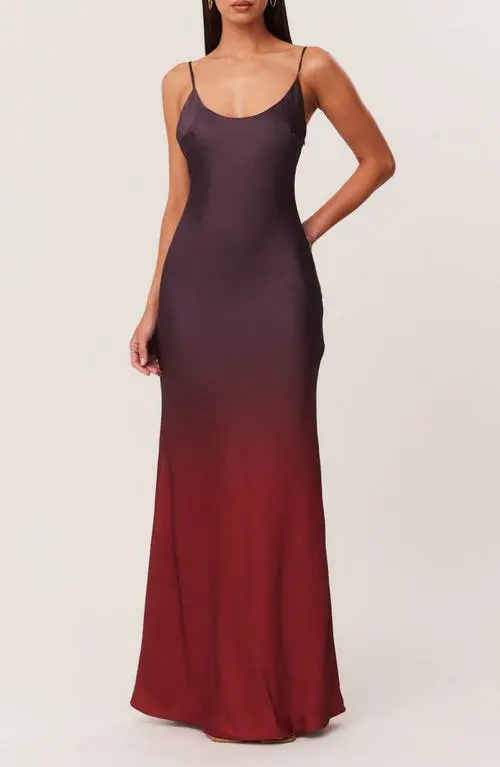 SNDYS Amaya Ombré Satin Slipdress - Plum Ombre