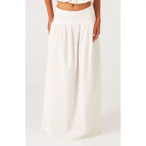 SNDYS Nesa Linen & Cotton Blend Maxi Skirt - White