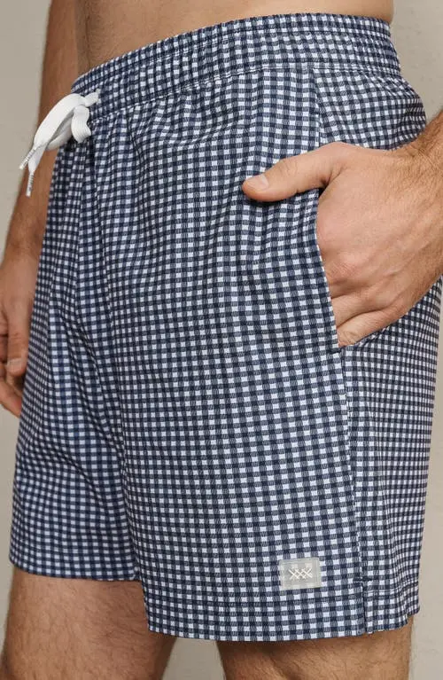 RHONE 5.5-inch Water Repellent Swim Trunks - Navy Gingham