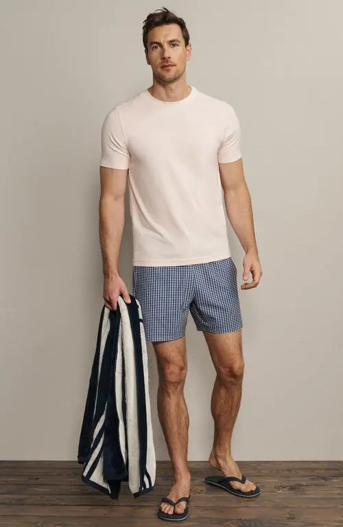 RHONE 5.5-inch Water Repellent Swim Trunks - Navy Gingham