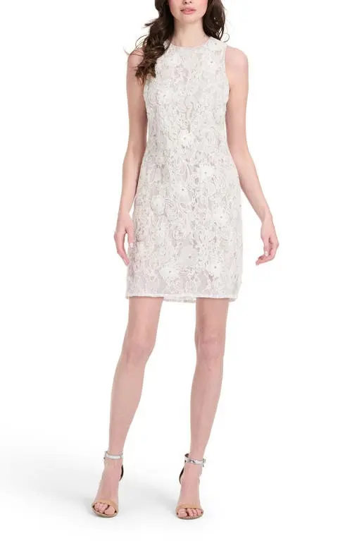 EMILY SHALANT Crystal Detail Lace Shift Dress - Ivory