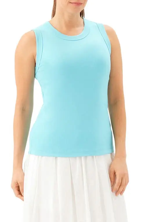 Karen Kane Crewneck Rib Tank - Aqua