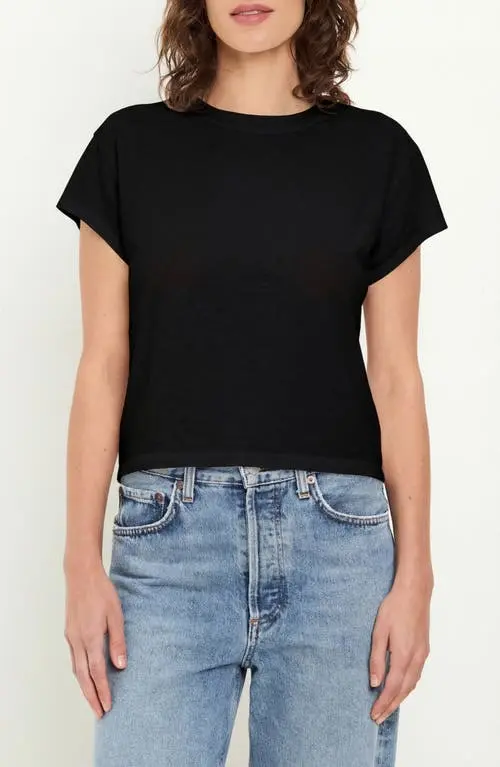 Michael Stars Grayson Cropped Crewneck T-shirt - Black