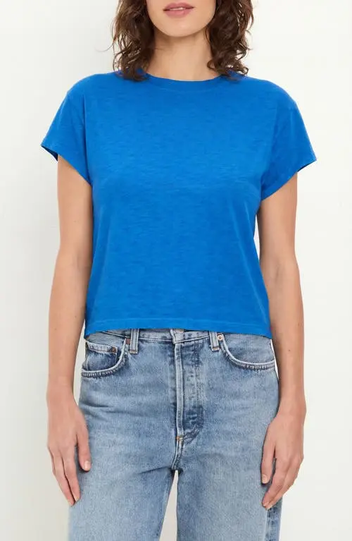 Michael Stars Grayson Cropped Crewneck T-shirt - Blue Ribbon