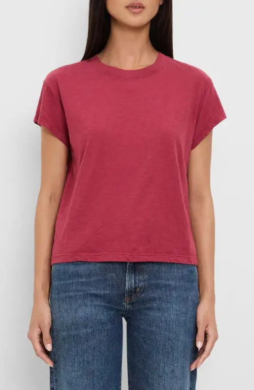 Michael Stars Grayson Cropped Crewneck T-shirt - Claret