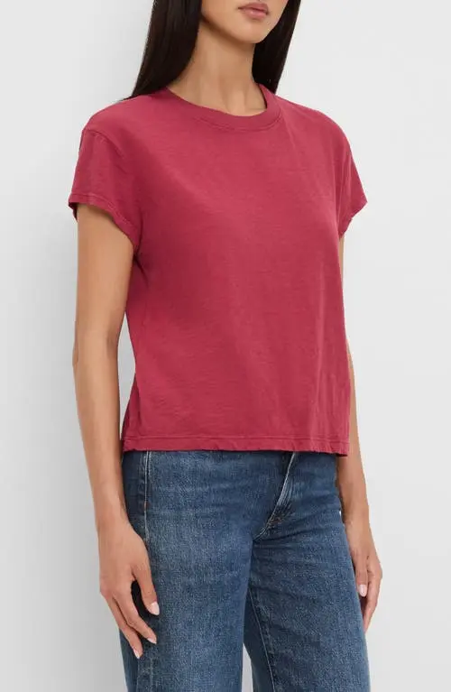 Michael Stars Grayson Cropped Crewneck T-shirt - Claret