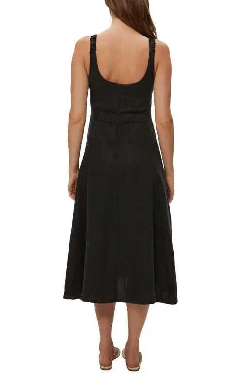 Michael Stars Palmira Fit & Flare Linen Blend Midi Dress