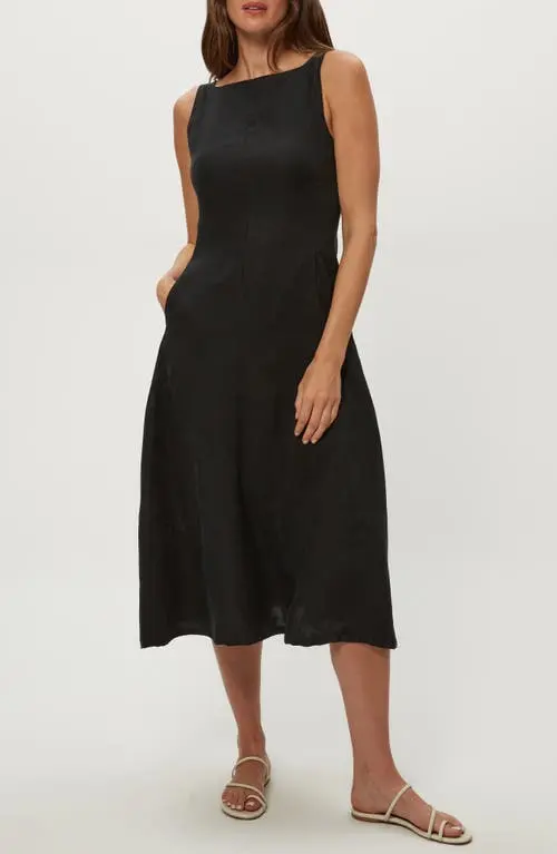 Michael Stars Palmira Fit & Flare Linen Blend Midi Dress