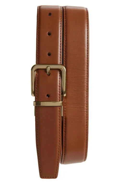 Vince Alex Reversible Leather Belt - Saddle/cacao Brown