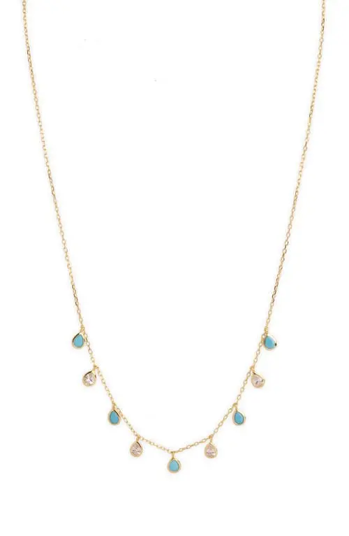 Argento Vivo Cubic Zirconia And Turquoise Dangle Necklace - Gold