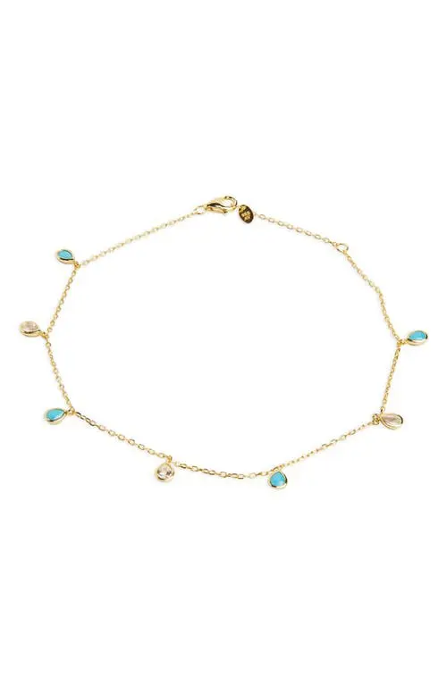 Argento Vivo Cubic Zirconia And Turquoise Anklet - Gold