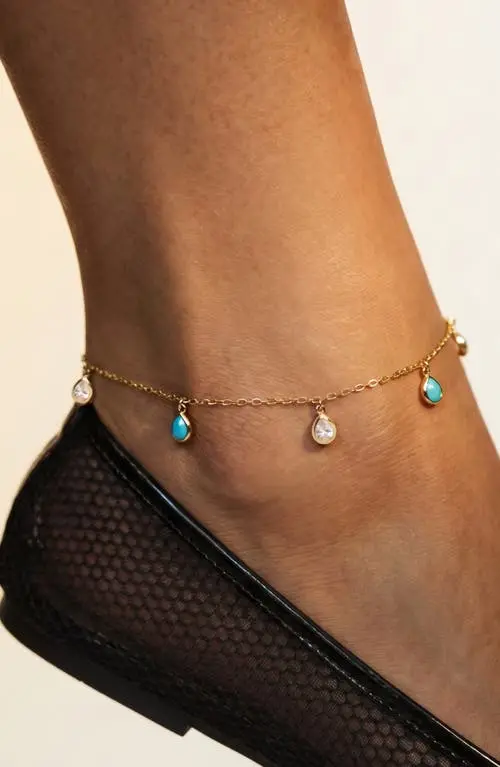 Argento Vivo Cubic Zirconia And Turquoise Anklet