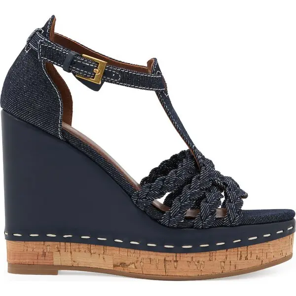 REISS Frances Braided Wedge Sandals - Blue