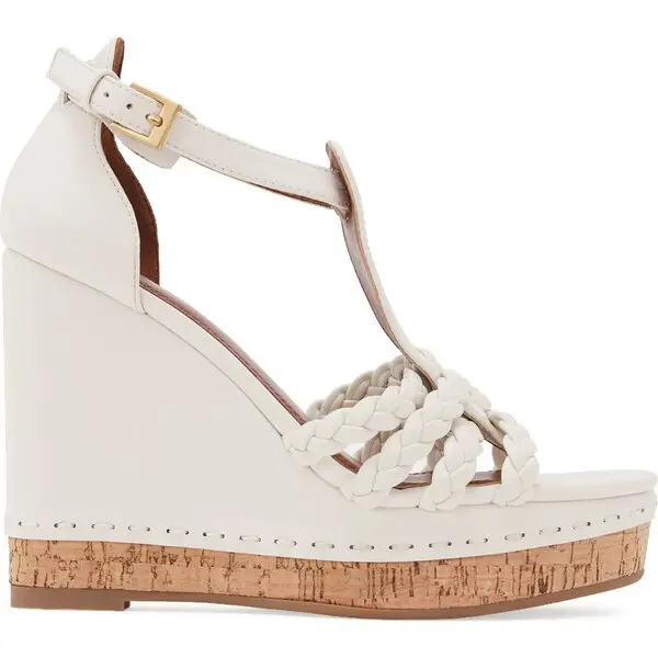 REISS Frances Braided Wedge Sandals - White