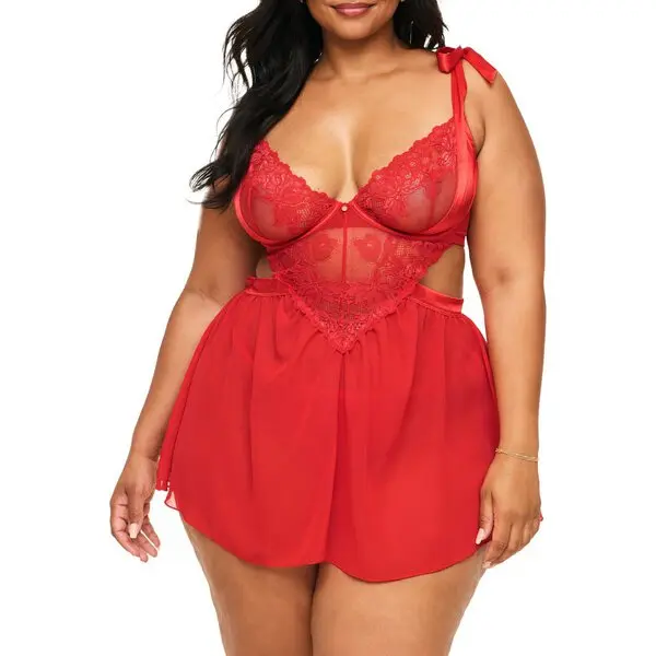 ADORE ME Fantasia Babydoll Lingerie - Dark Red
