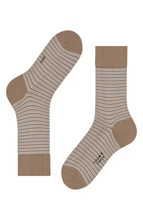 Falke Family Stripe Cotton Blend Dress Socks - Camel