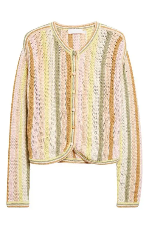 Zimmermann Indra Stripe Cotton Open Stitch Cardigan - Yellow Multi